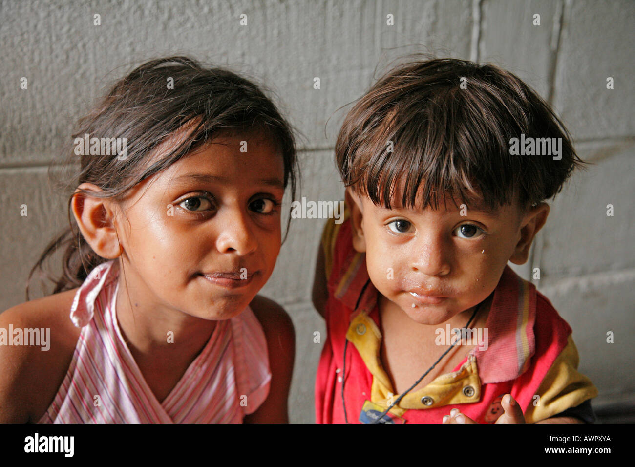 HONDURAS Children at a free feeding program The slum barrio of ...