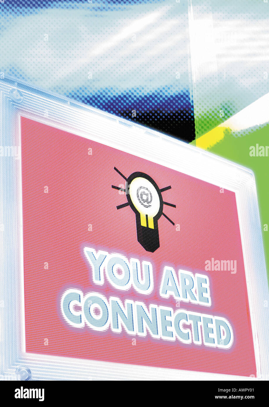 Computer, "You Are Connected" message on screen, digital composite ...