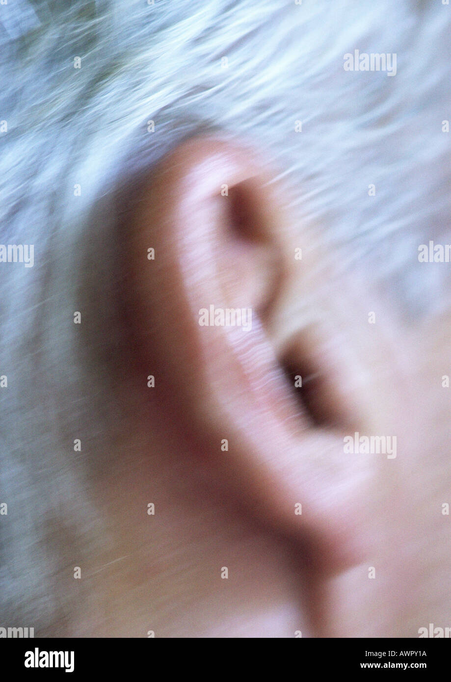 Senior man's ear, extreme close-up, blurred Stock Photo - Alamy