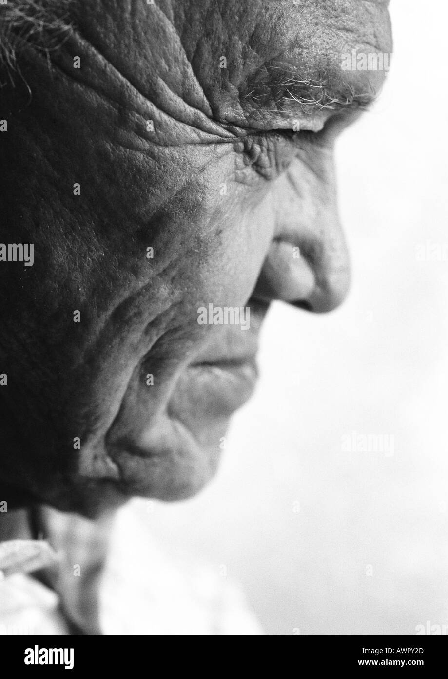 Senior man, side view, close-up, b&w Stock Photo - Alamy