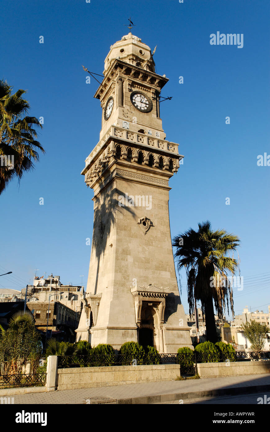 Clock tower in the old town of Aleppo, Syria Stock Photo - Alamy