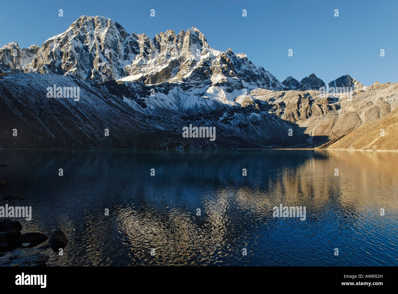 Holy lake Dudh Pokhari near Gokyo and Pharilapche(6017), Sagarmatha ...