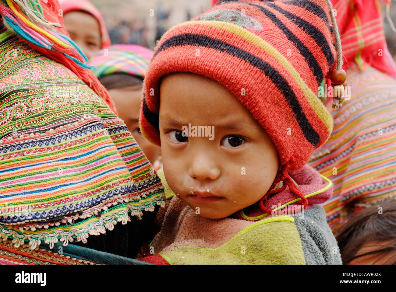 Mountain tribe child of the Flower Hmong, Ha Giang Province, northern ...