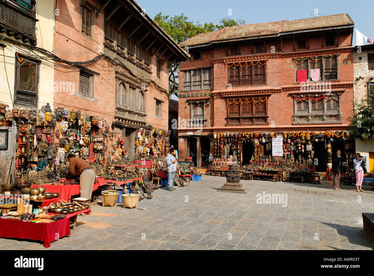 Shop with nepalese souvenirs, Swayambhunat Temple, Kathmandu, Nepal ...