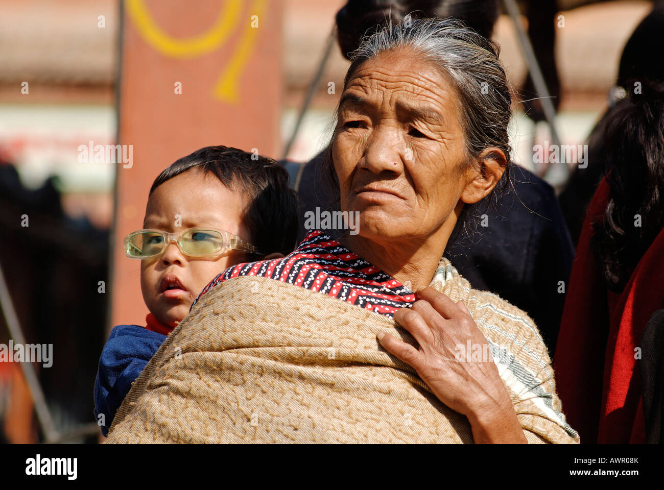 Nepalese grandmother with child, Kathmandu, Nepal Stock Photo - Alamy