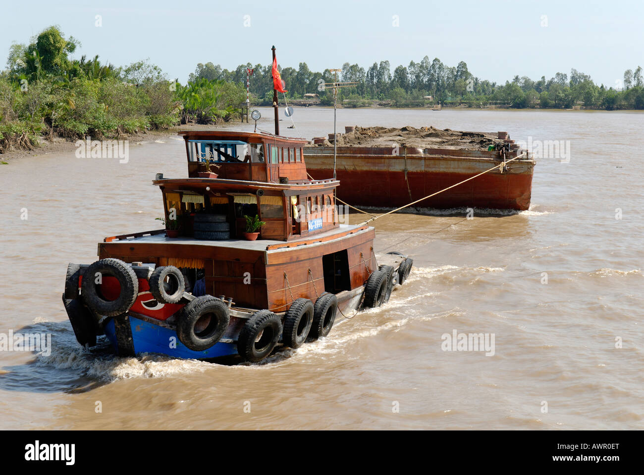 Ships and boats on the Mekong river, Vietnam Stock Photo - Alamy