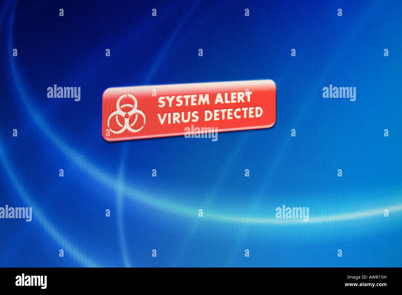 Computer monitor shot, "system alert virus detected " message Stock ...