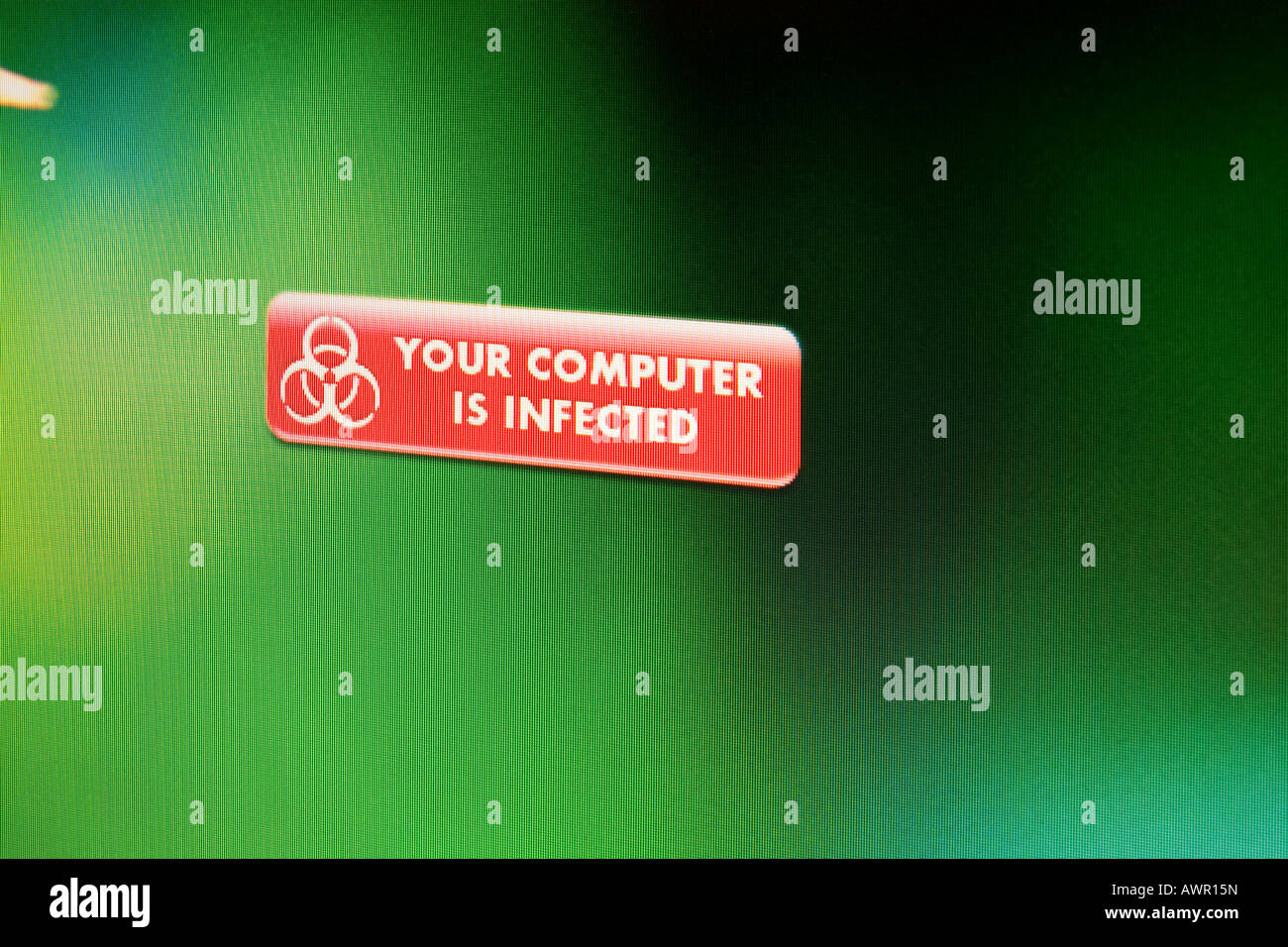 Computer monitor shot, "your computer is infected" message Stock Photo ...