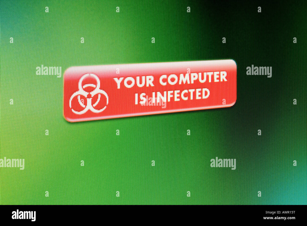 Computer monitor shot, "your computer is infected" message Stock Photo ...