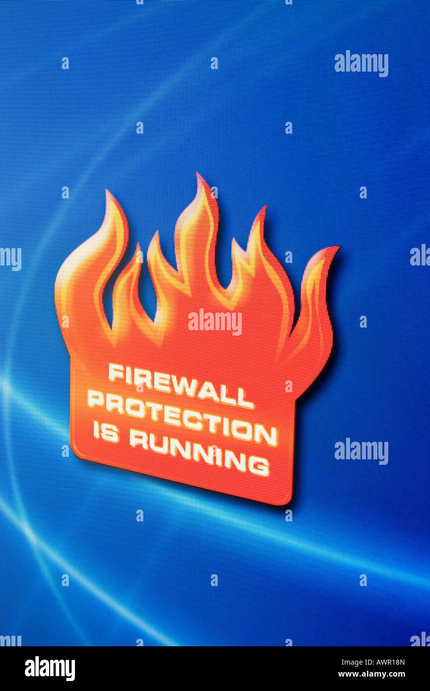Screenshot, Computer Warning, Firewall protection is running Stock ...