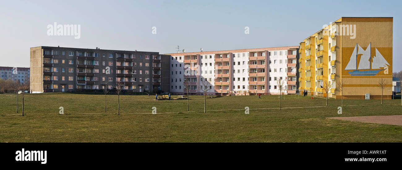 Plattenbau buildings constructed from prefabricated concrete slabs ...