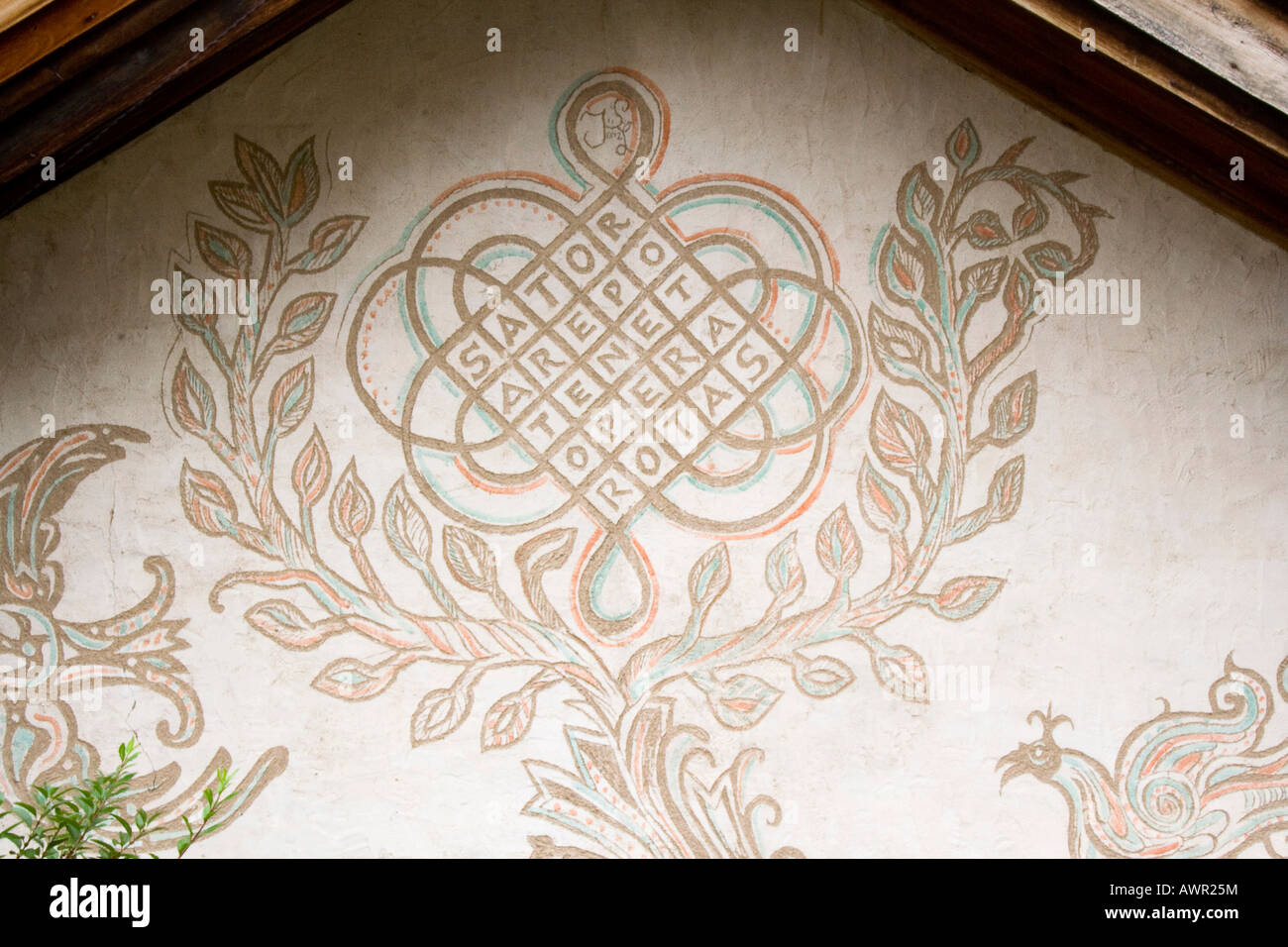 Sgraffito on a historic house facade, Guarda, Lower Engadin ...