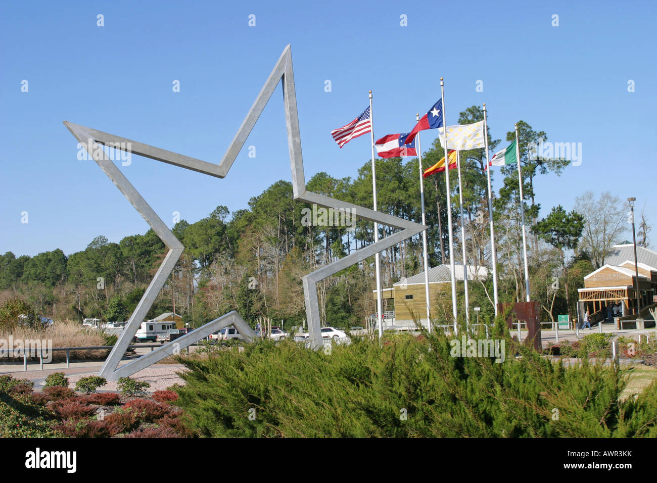 Texas star at the border between Louisiana and Texas, USA Stock Photo ...