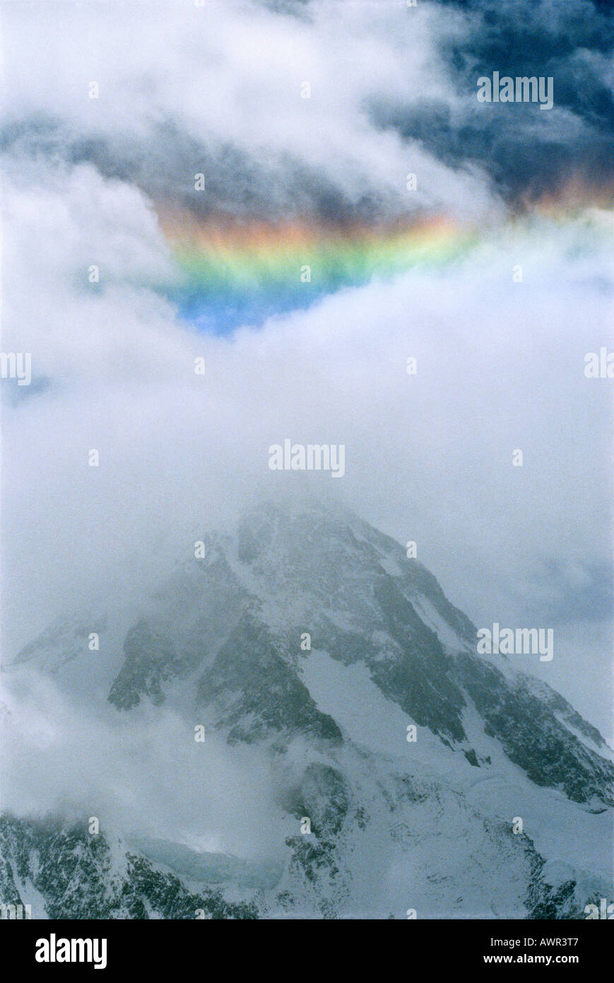 Rainbow over Hidden Peak 26 180 feet Karakoram Himalaya Pakistan Stock ...