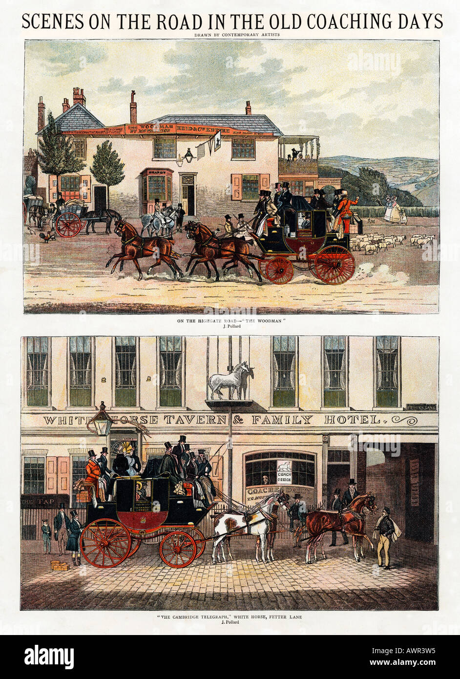 The Old Coaching Days Royal Mail coaches at the Woodman on the Highgate ...