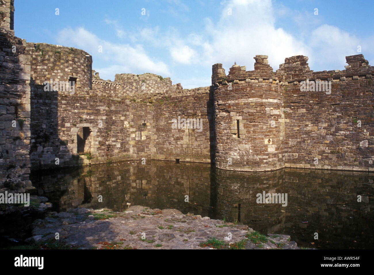 Beaumaris Castle ruins, North Wales. The last castle built to contain ...