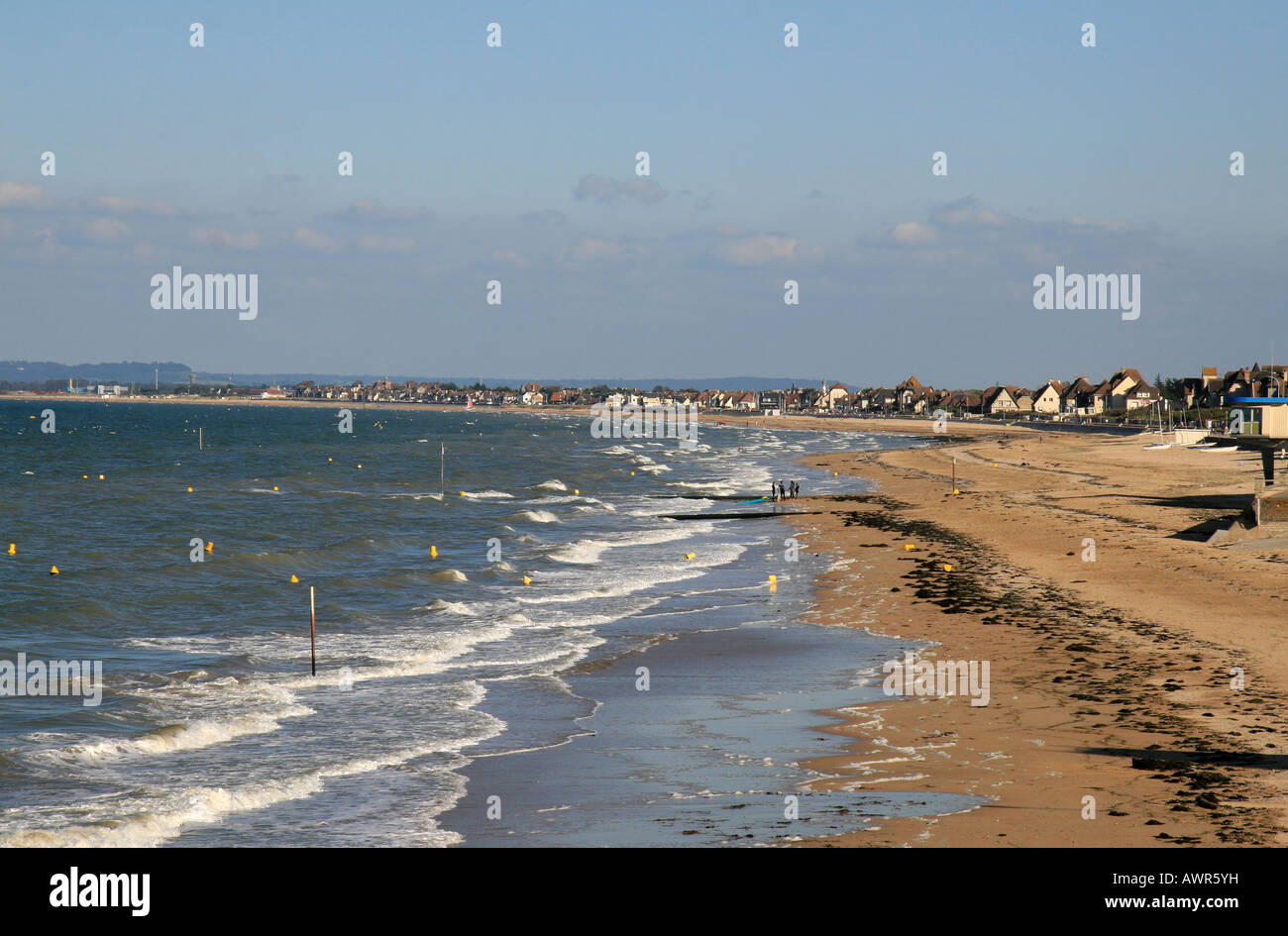 Looking east down Sword Beach at La breche de Hermanville, Normandy ...