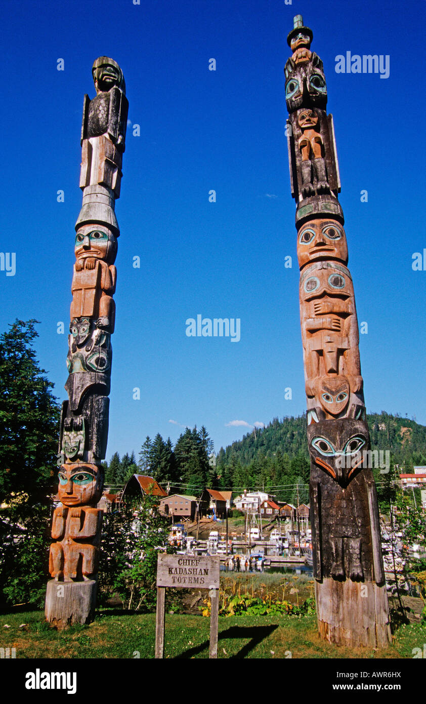 Tlingit totem poles, Wrangell, southeastern Alaska, USA Stock Photo - Alamy