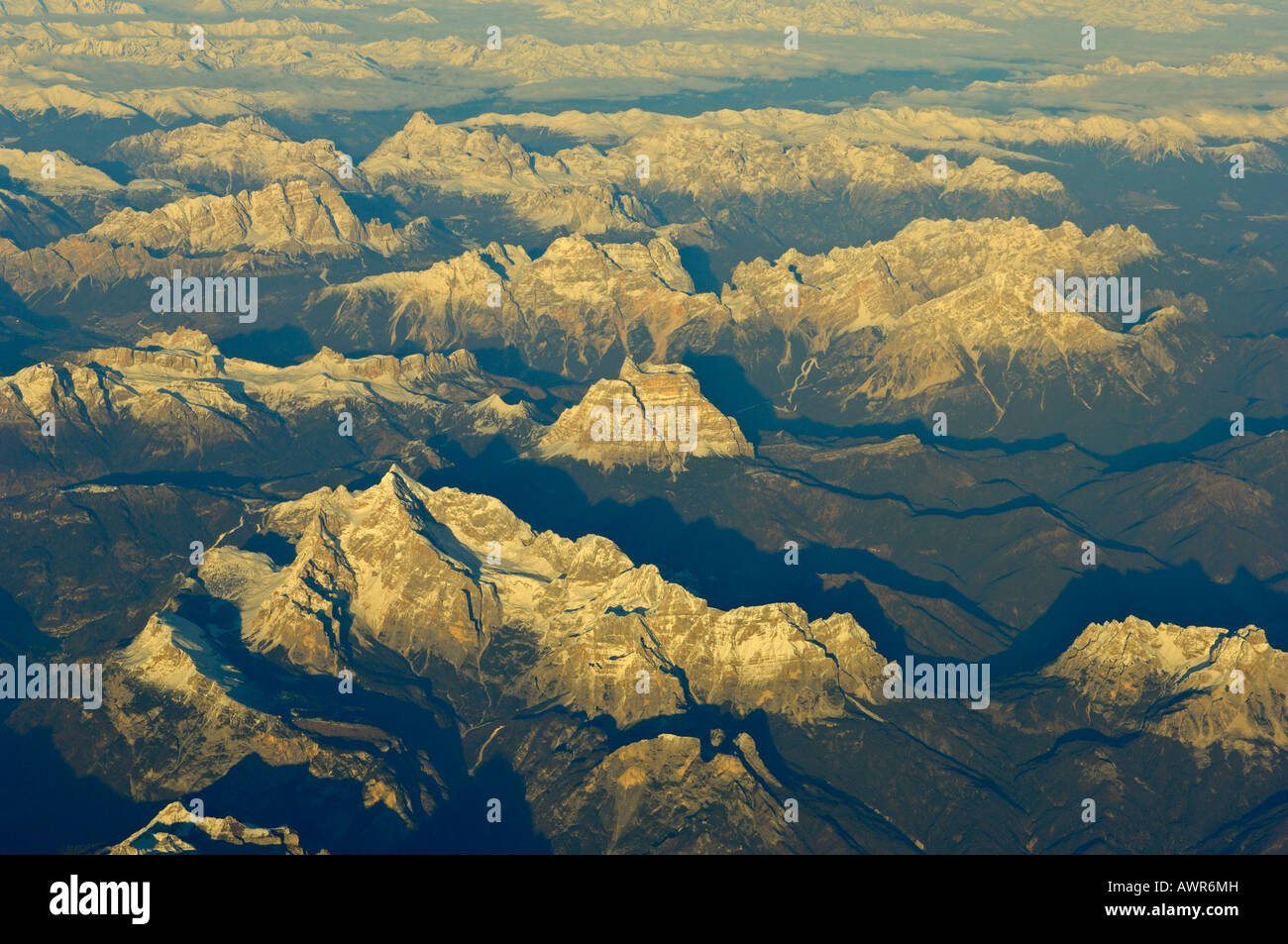 Bird's-eye view of the Dolomites, Alpine range Stock Photo - Alamy