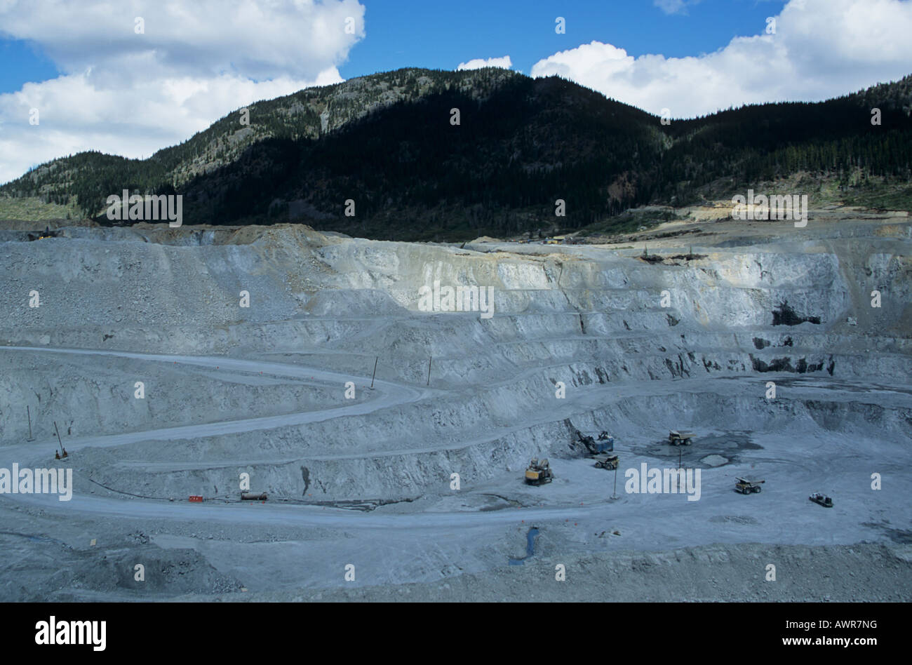 East pit at Huckleberry open pit copper mine Tahtsa lake BC Stock Photo ...