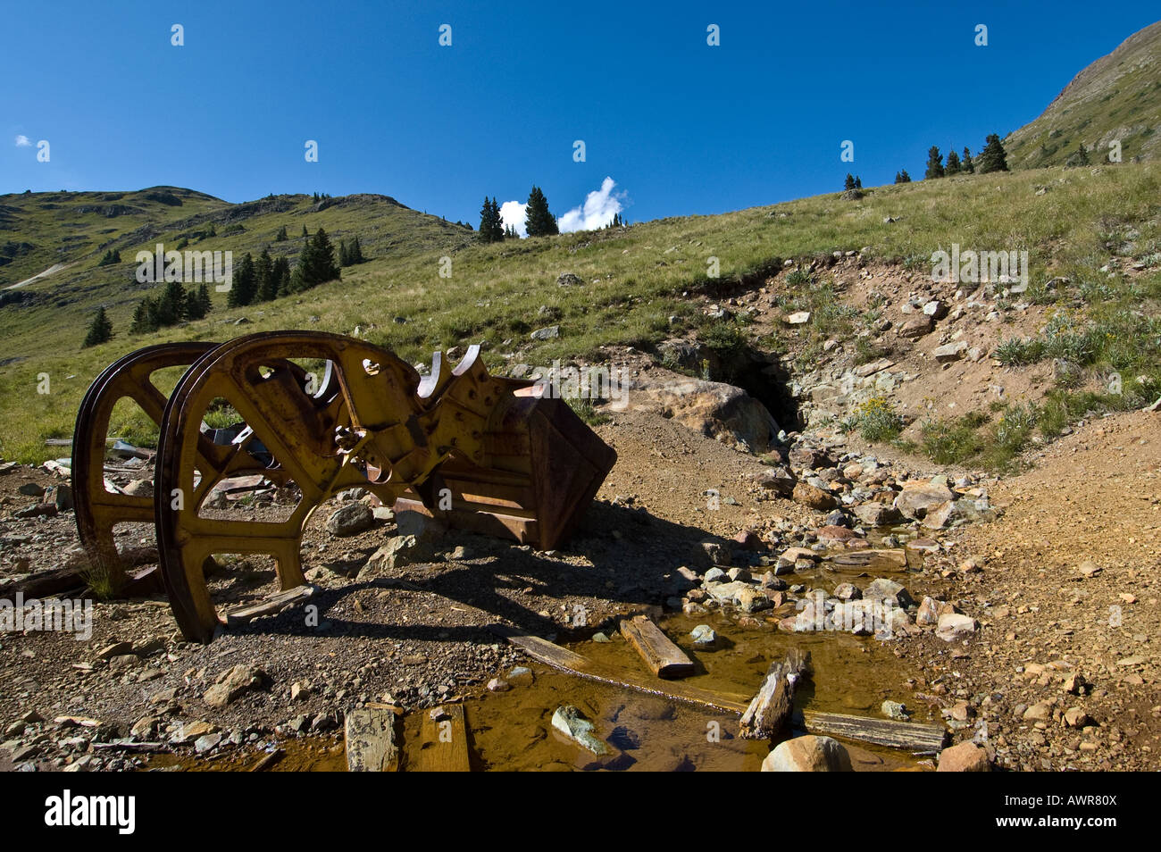 Polluted water at the Columbus Mine, Animas Forks near Silverton ...