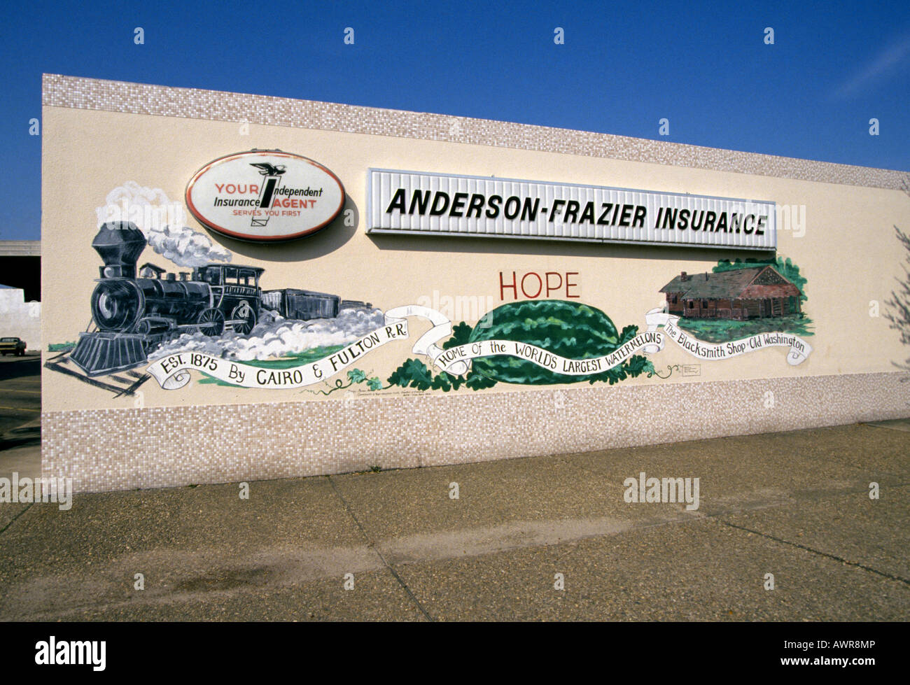 A large mural on a downtown building in Hope Arkansas the birthplace of ...