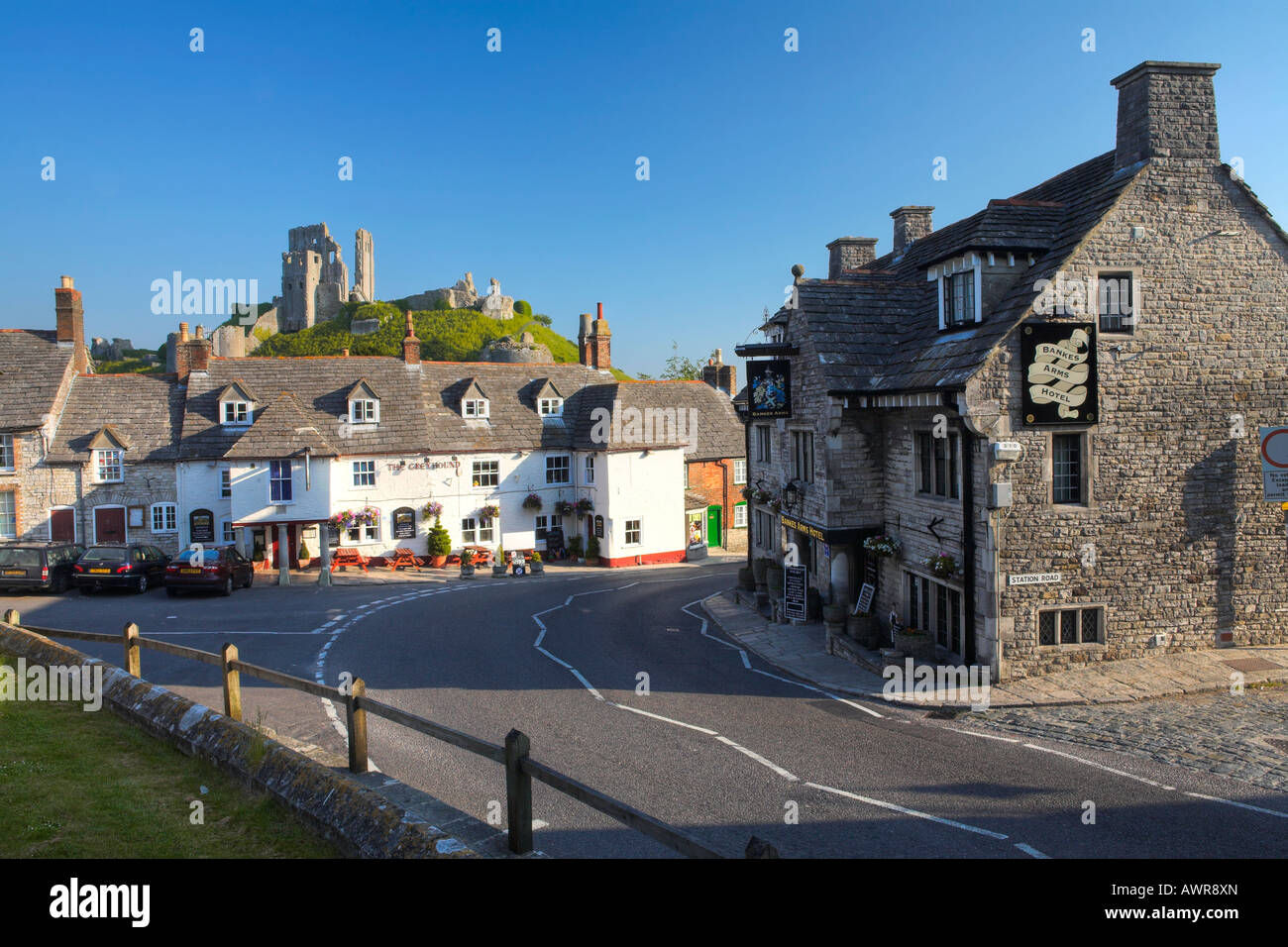 Corfe Castle village on a summer morning, Dorset Stock Photo - Alamy