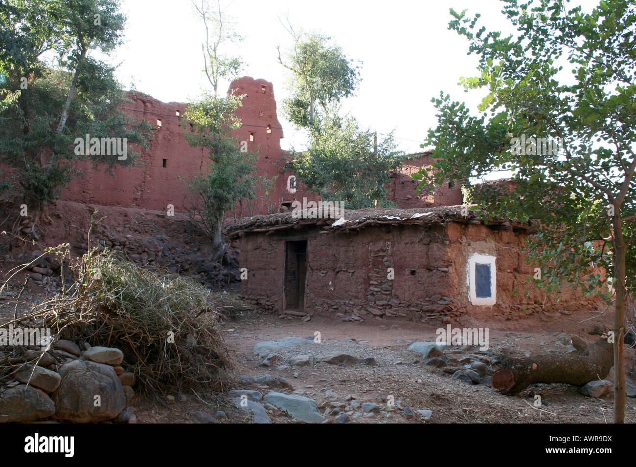 Traditional Berber village mud brick houses in rural Morocco Stock ...