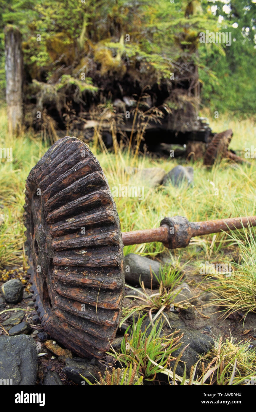 Old logging equipment on coastal estuary Work Channel BC Stock Photo ...