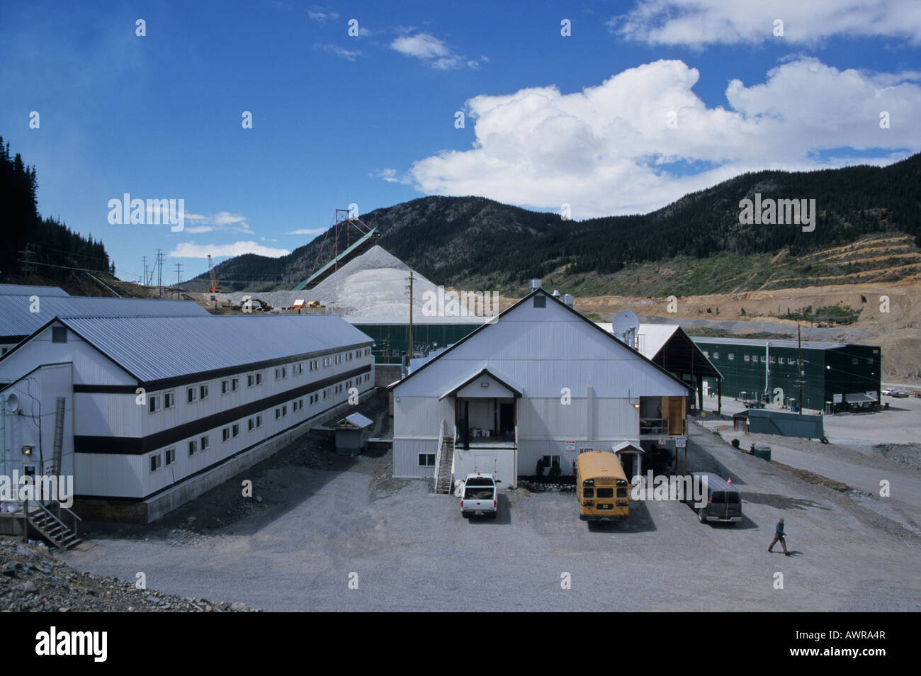 Staff accomodations buildings at Huckleberry open pit copper mine ...