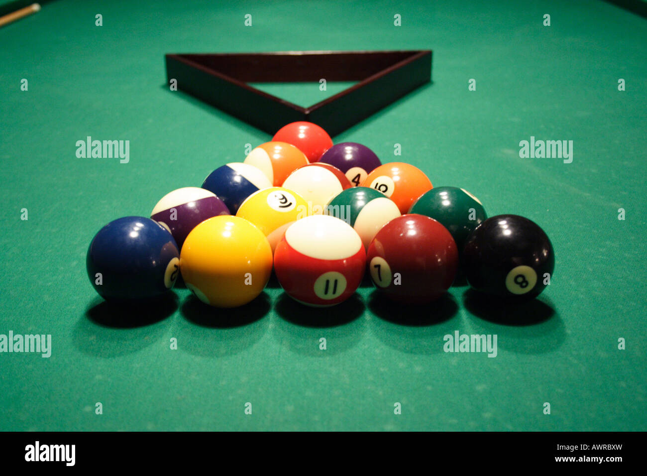 Billiard rack and balls Stock Photo - Alamy