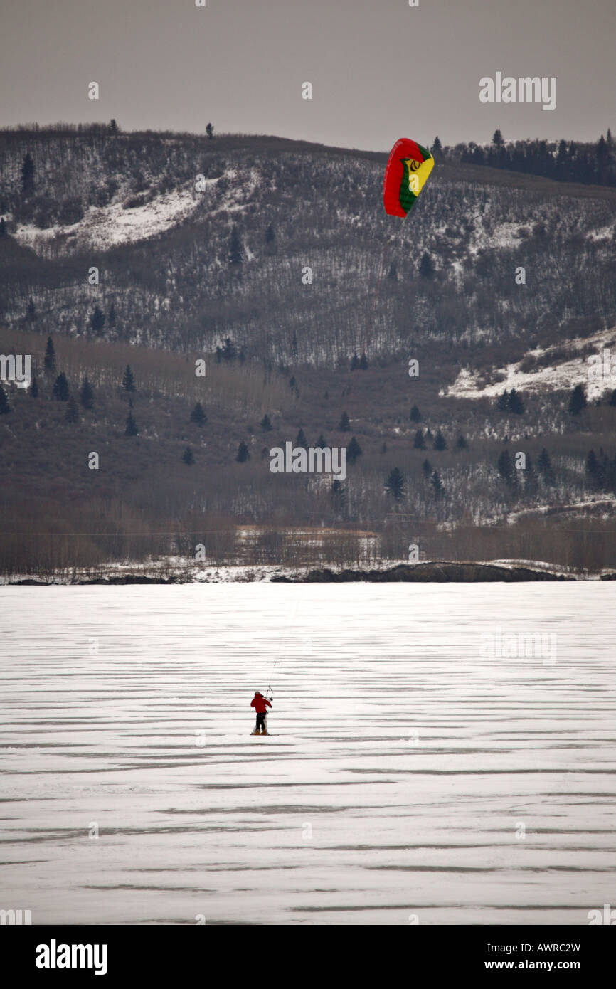 Parachute ice skating in Alberta Stock Photo - Alamy