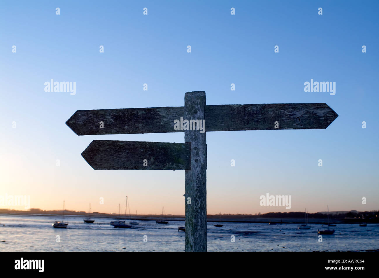 wooden footpath direction signs Stock Photo - Alamy