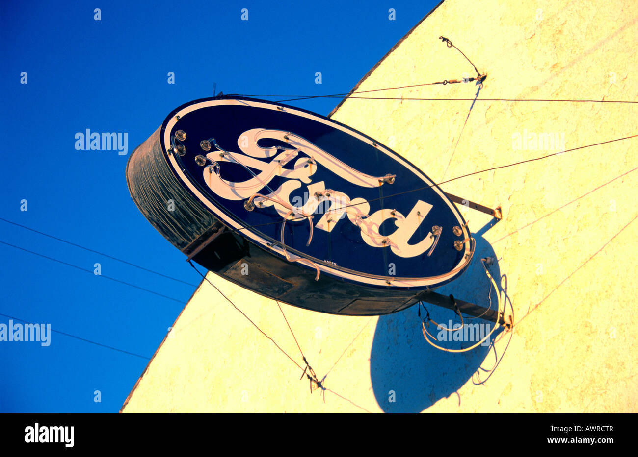 Old Ford sign at rural garage and gas station in USA Stock Photo - Alamy