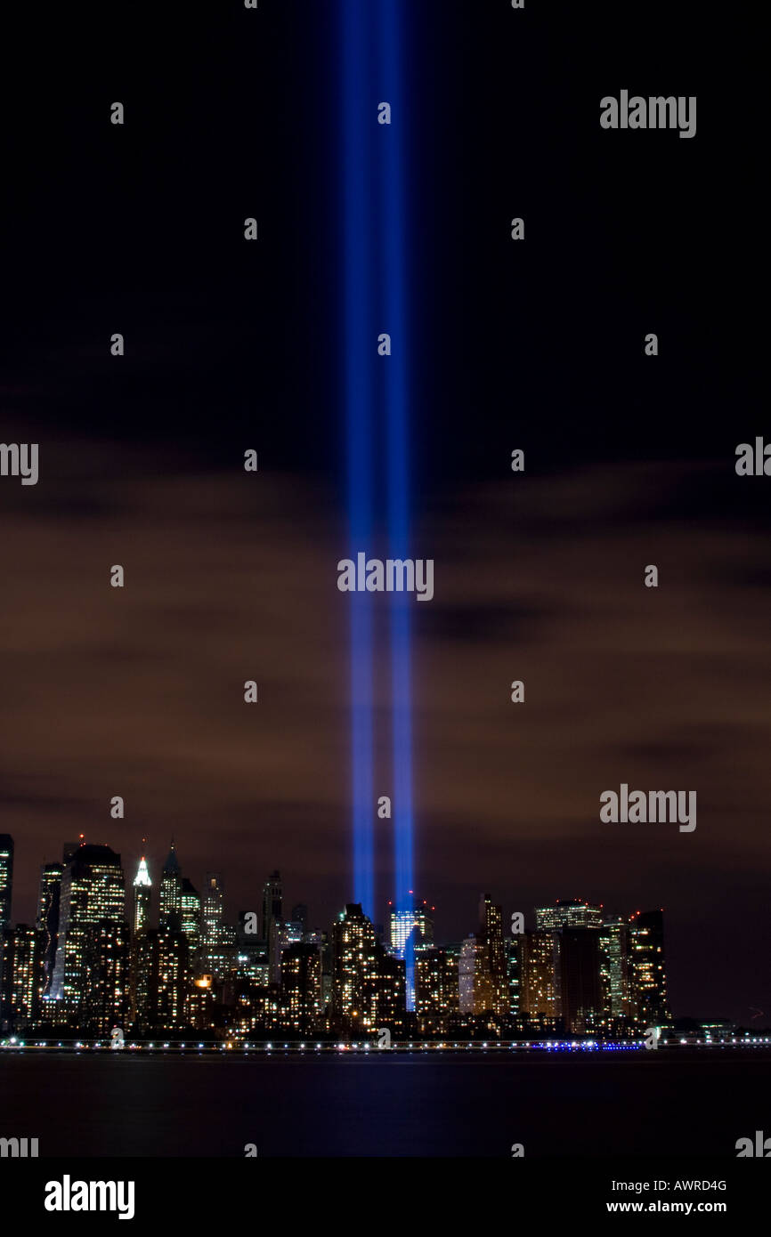 World Trade Center Tribute Lights Stock Photo - Alamy