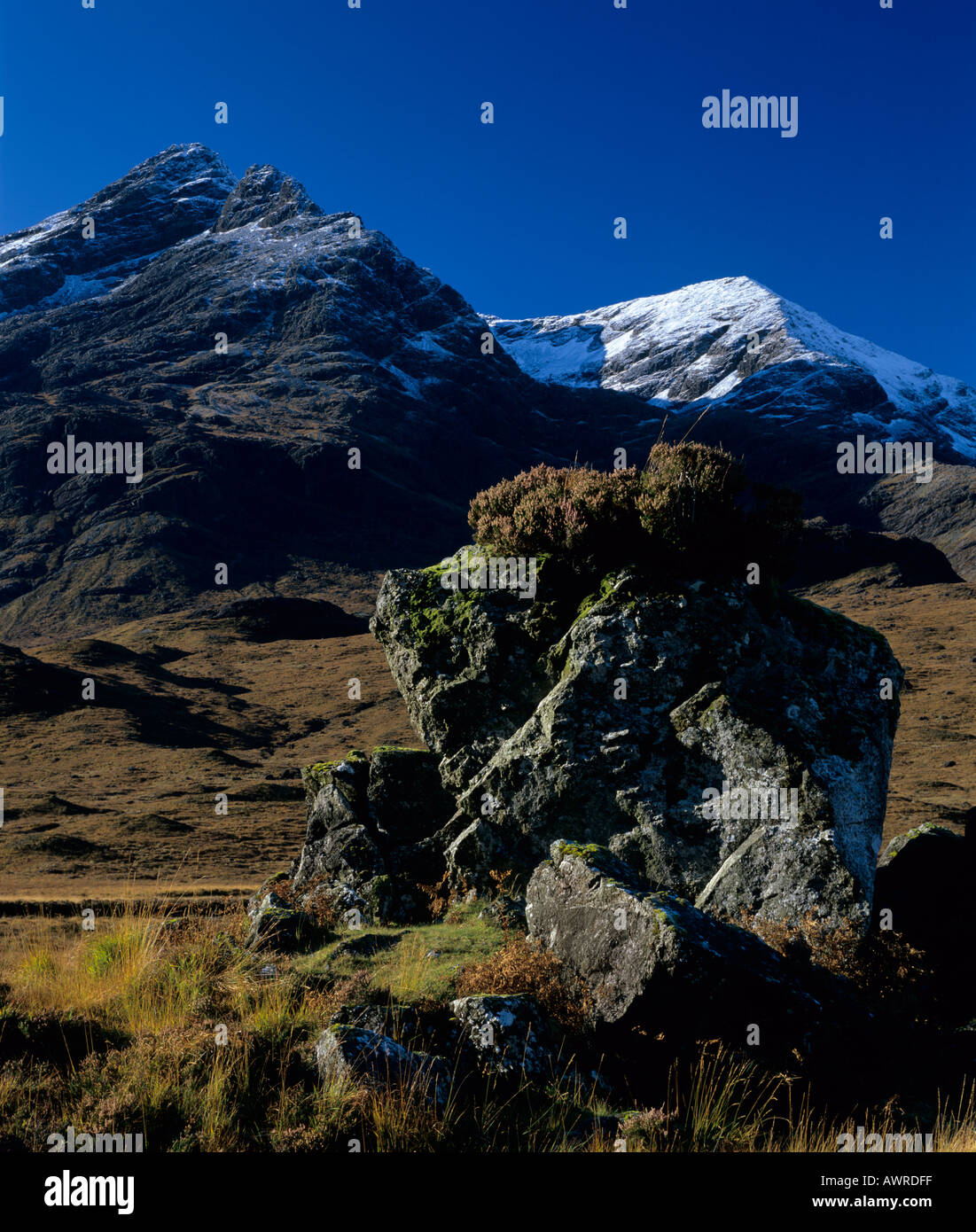 Snow topped Cuillin Hills Glen Slighachan Isle of Skye Stock Photo - Alamy