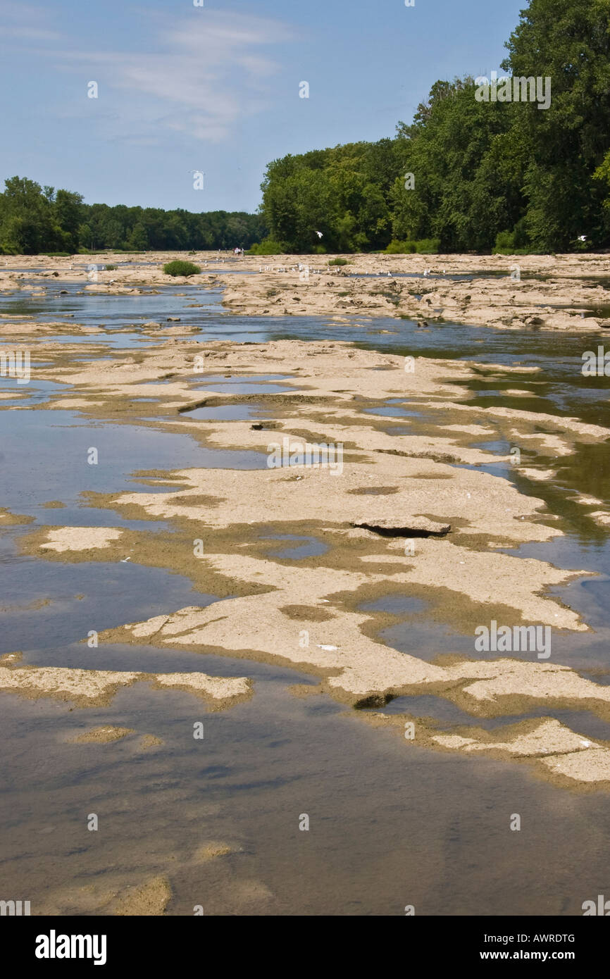 Drought Maumee River in Grand Rapids natural disaster nobody low angle ...