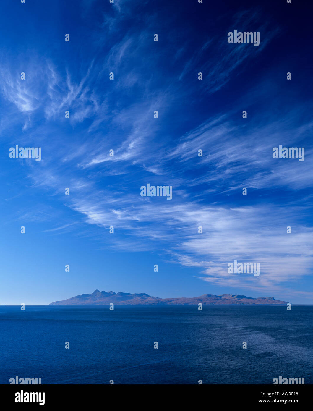 Cirrus Cloud over the Isle of Rum Inner Hebrides Scotland Stock Photo ...