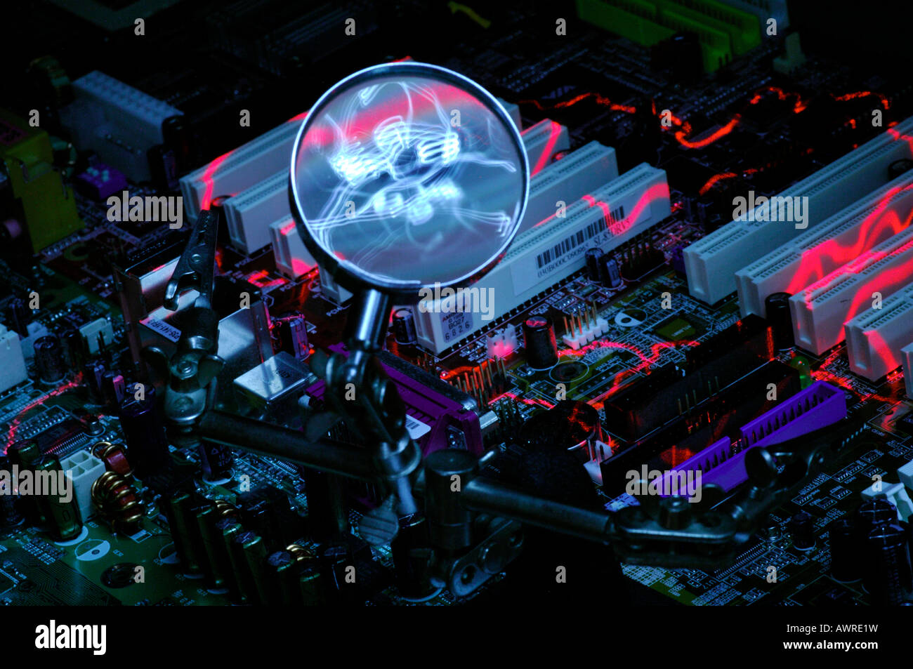 a computer hard drive or mother board showing complicated cyber ...