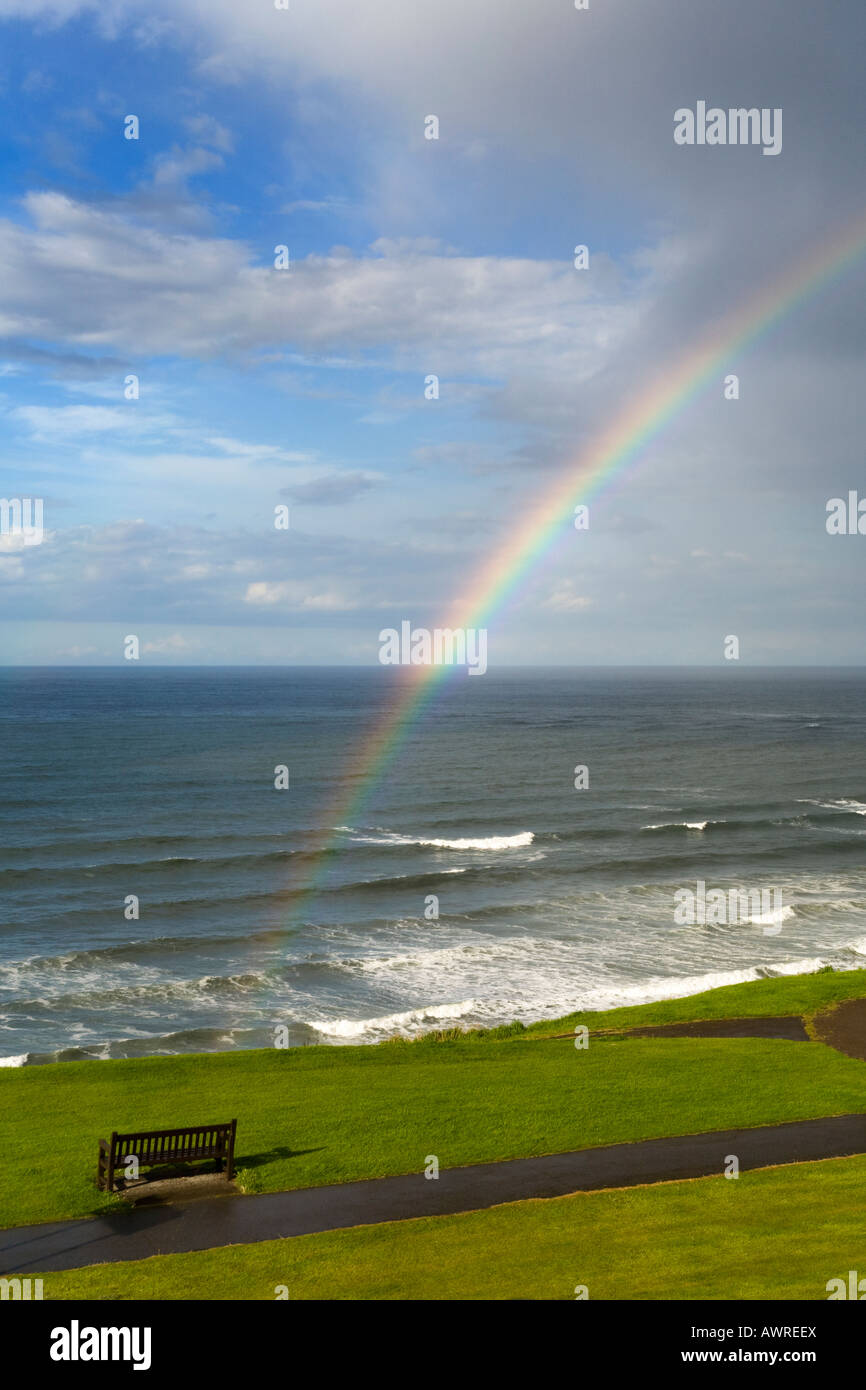A rainbow on the seafront at West Cliff, Whitby, North Yorkshire Stock ...