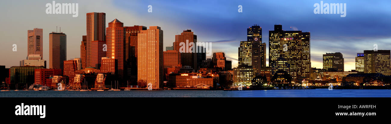 Panorama of Boston Skyline and Boston Harbor Stock Photo - Alamy