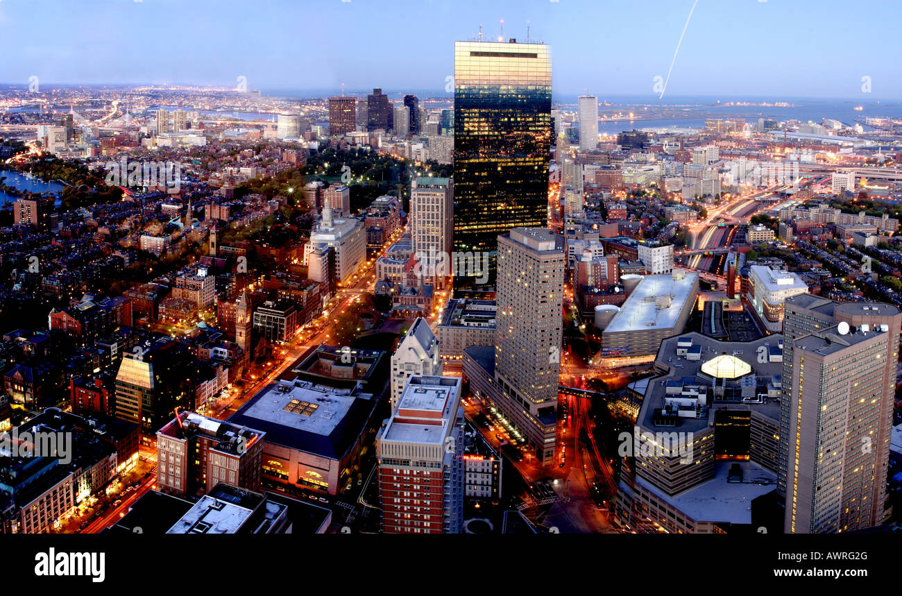 The lights of downtown Boston glow at night Stock Photo - Alamy