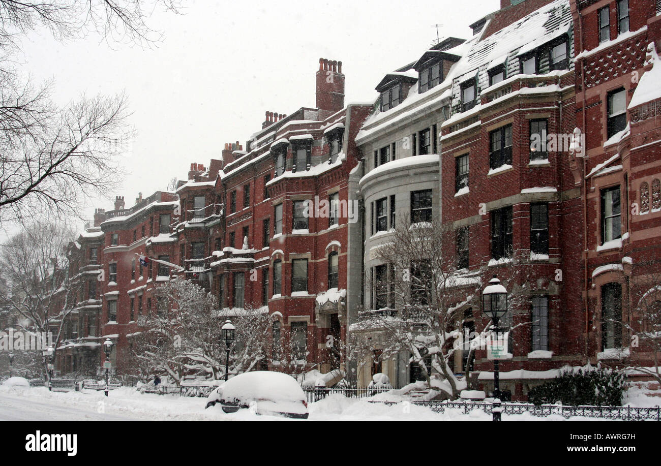 Boston's Back Bay neighborhood and brownstone homes after a winter ...