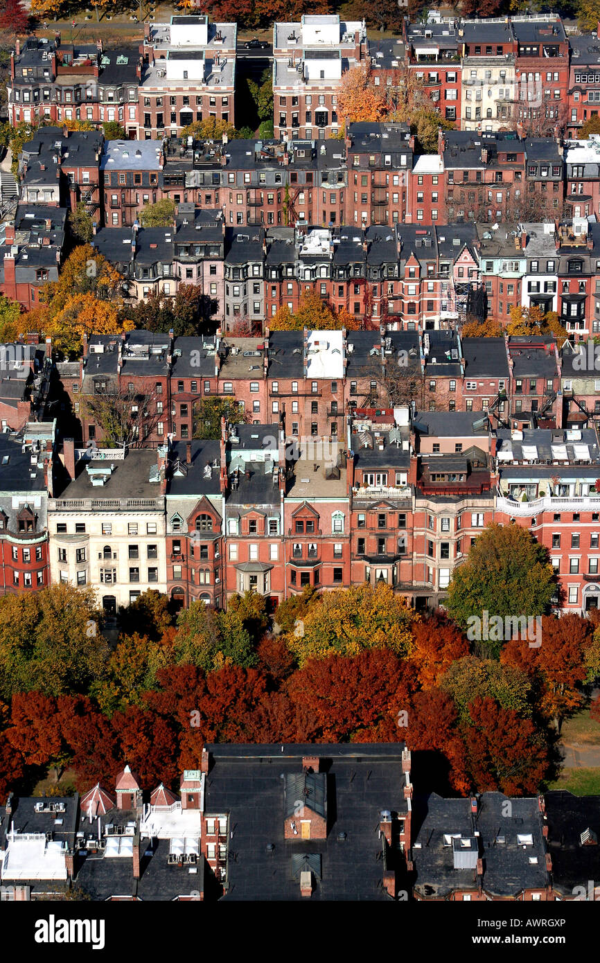 Aerial view of Boston s Back Bay neighborhood and brownstone homes ...