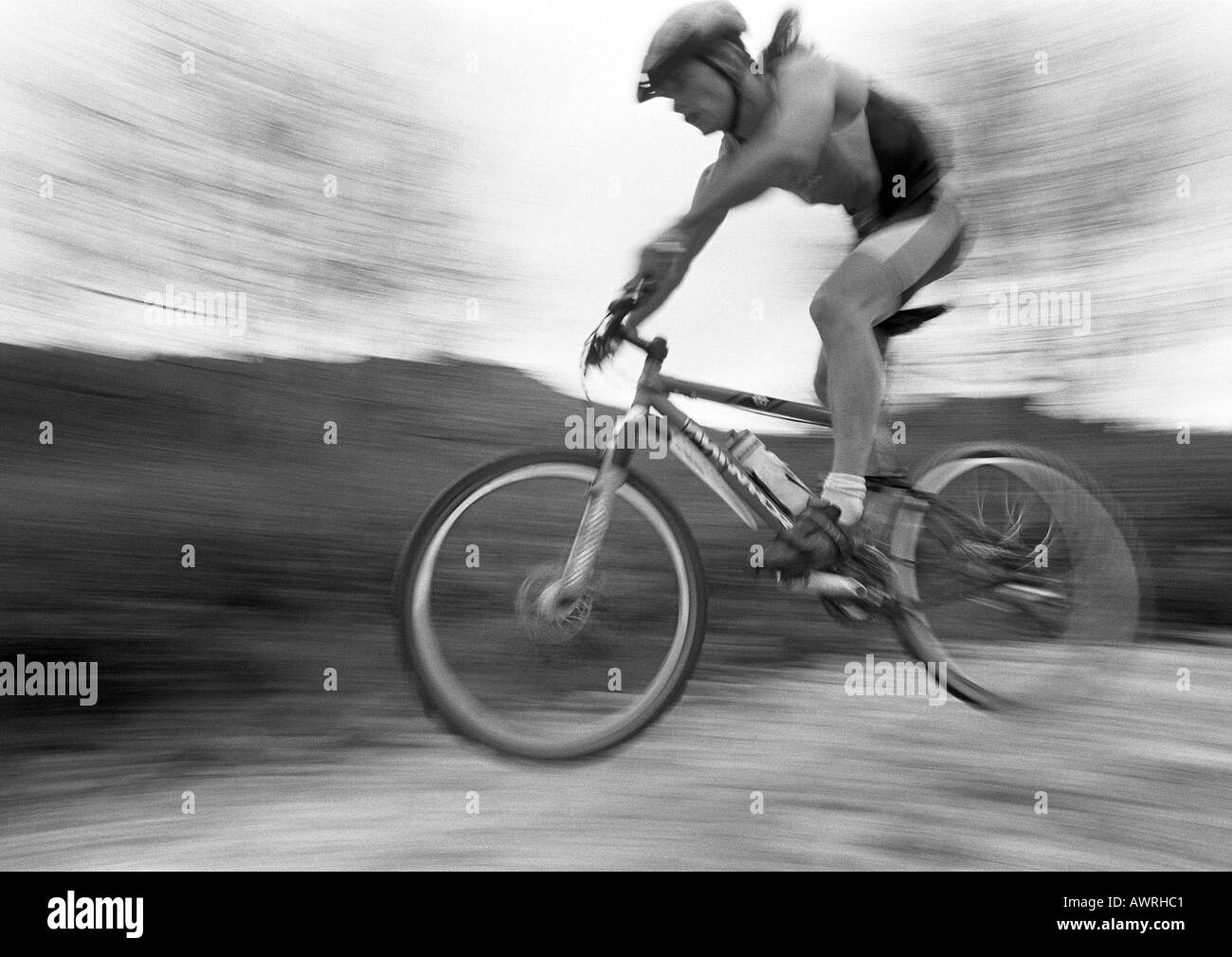 Cycling mountain bike man Black and White Stock Photos & Images - Alamy