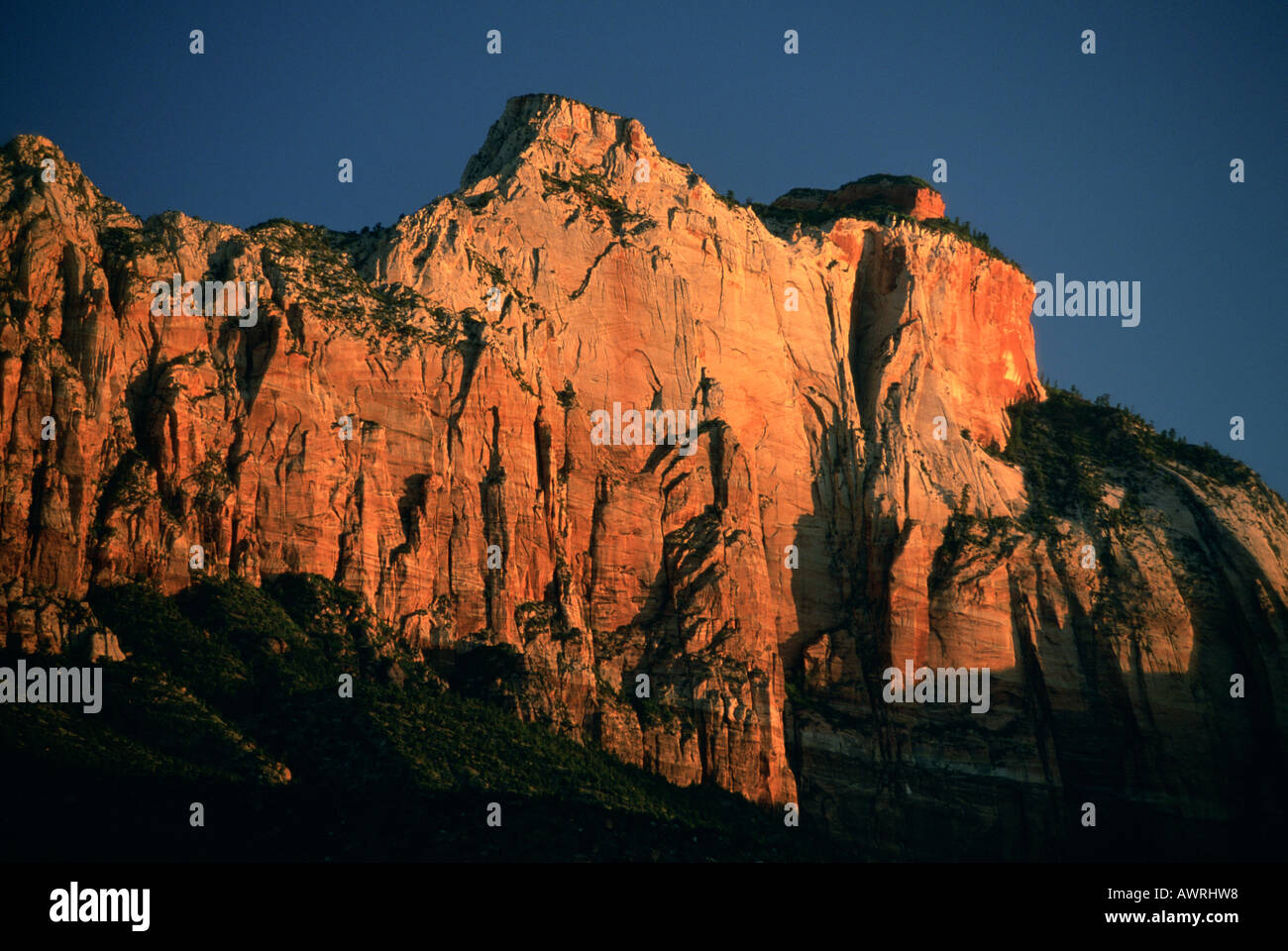 Sunset on West Temple Zion National Park Utah United States Stock Photo ...