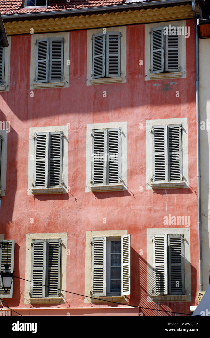 Painted window shutter at Gap, Hautes-Alpes, France Stock Photo - Alamy