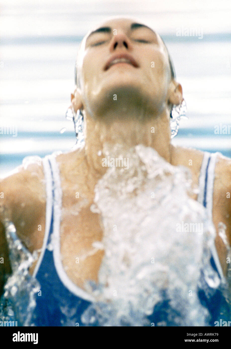 Female swimmer emerging from water, close-up Stock Photo - Alamy