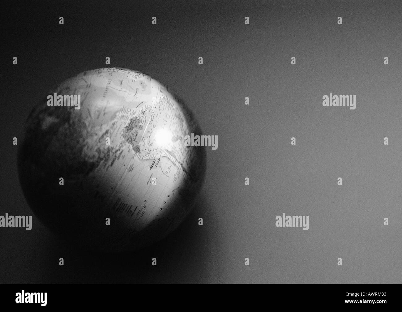 World globe, close-up, b&w Stock Photo - Alamy