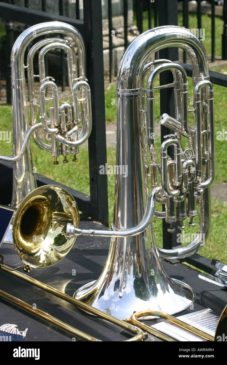 close up of tube tubular horn musical instrument dickens festival Stock ...